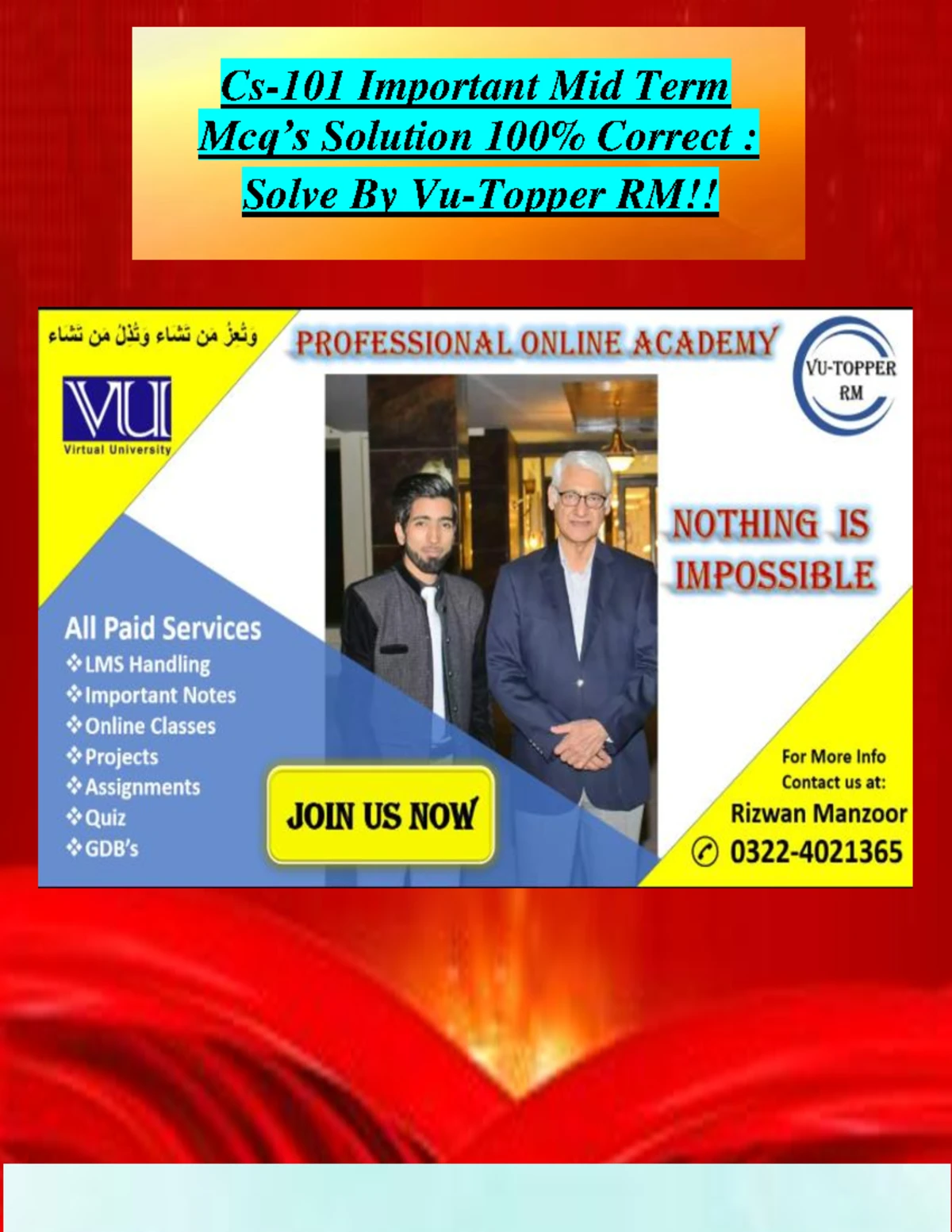 Cs101 Solved Mcqs Final Term By Junaid Cs101 Intruduction To Computing Note Update Book Topic