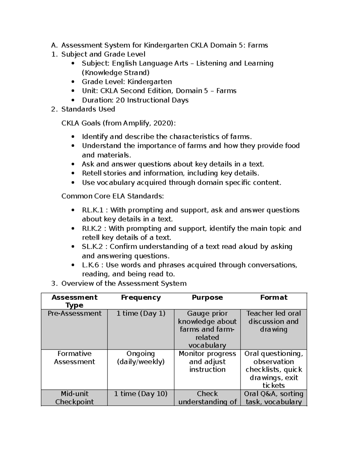 D184 OKM2 Final Exam: Assessment System for Kindergarten CKLA Domain 5 ...