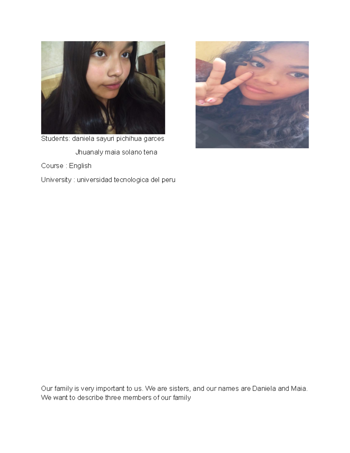 Family Descriptions by Daniela & Maia - English Course - Studocu