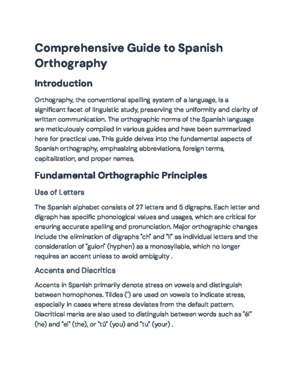 Comprehensive Guide to Spanish Orthography: Key Principles and Norms ...