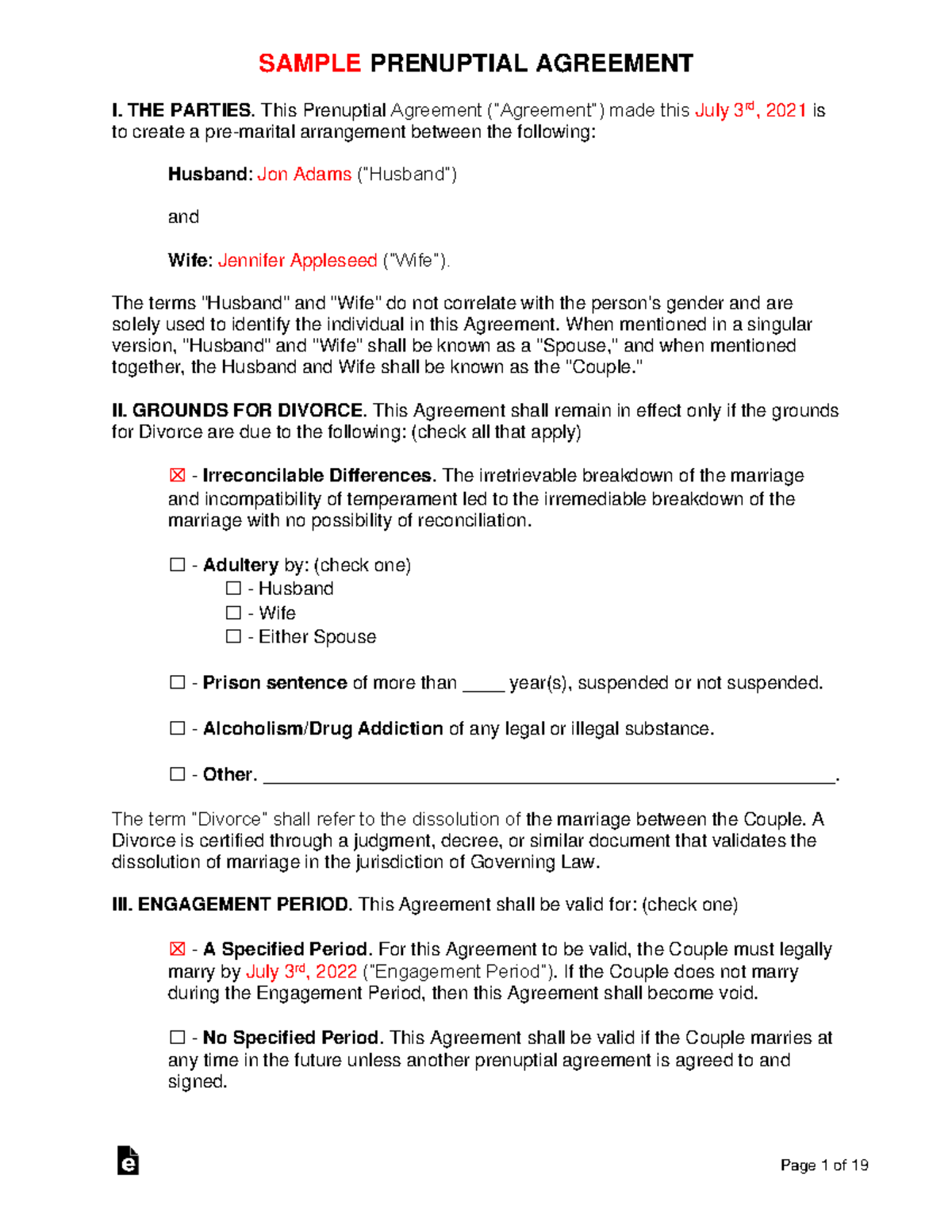 Prenup Agreement Template