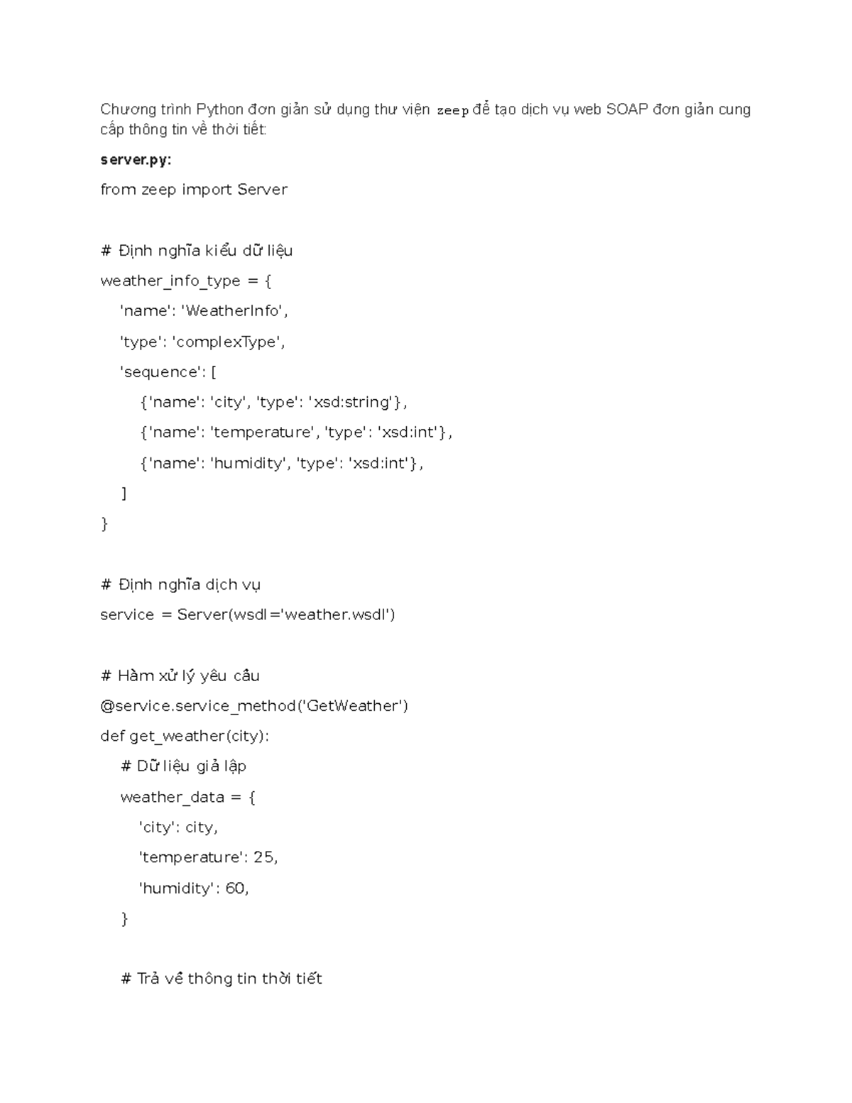 Python SOAP web service example using zeep library for weather info - Studocu
