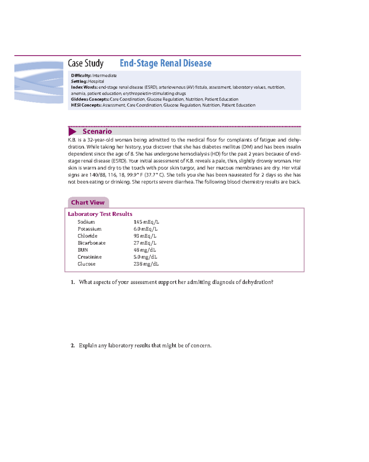 Case Study: End-Stage Renal Disease (ESRd) Management in a 32-Year-Old ...