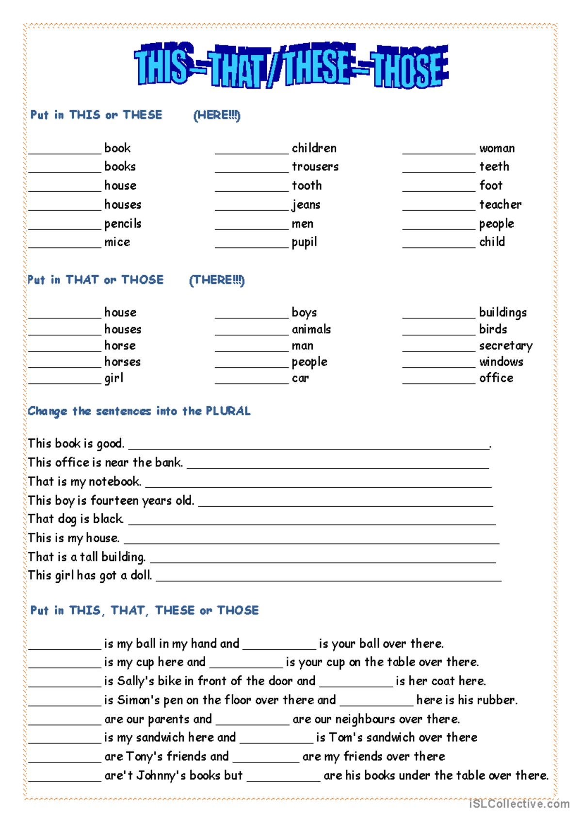 English Demonstratives Practice: THIS, THAT, THESE, THOSE - Studocu