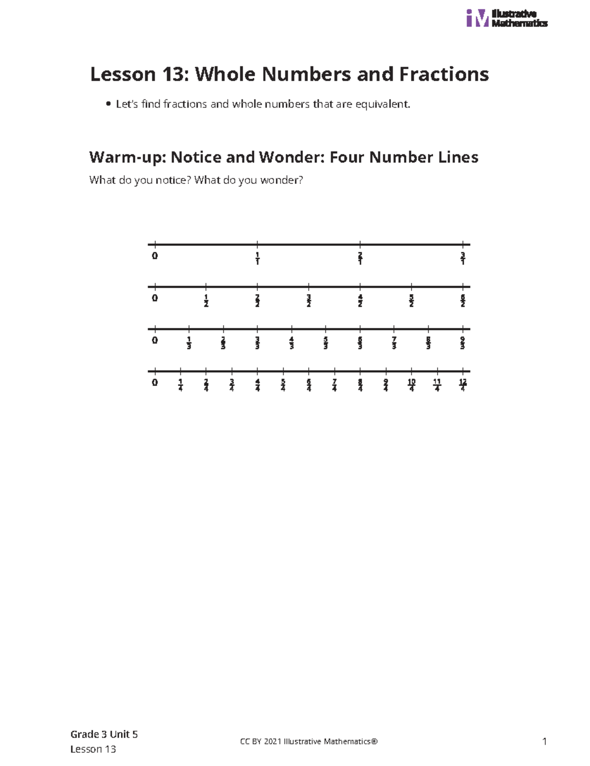 Grade 3 Unit 5 Lesson 13: Understanding Whole Numbers & Fractions - Studocu