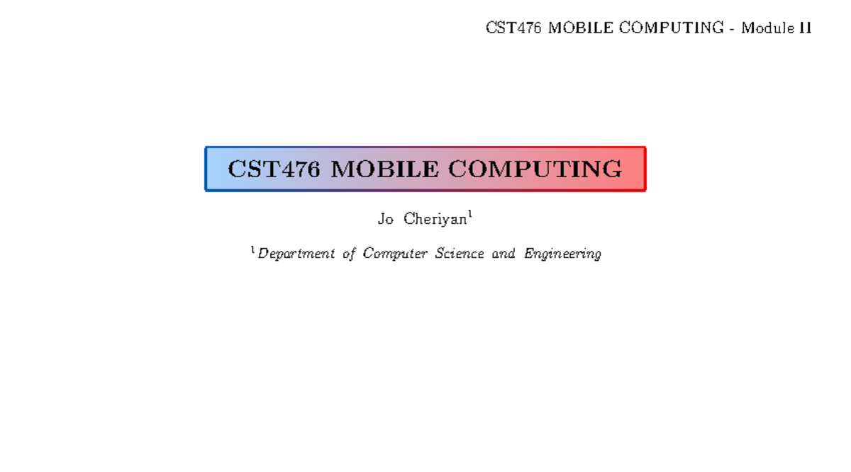 CST476 Mobile Computing: Spread Spectrum Techniques Explained - Studocu
