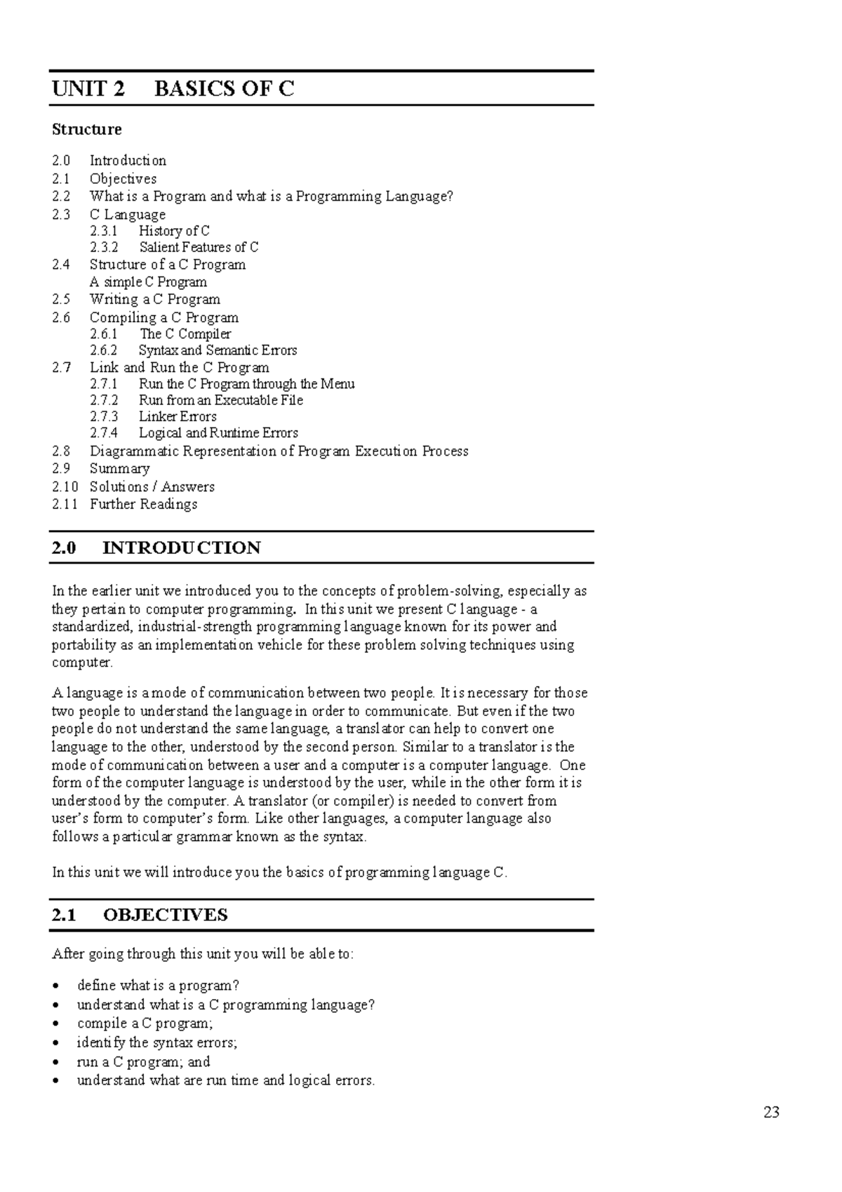 Unit-2 - Lecture notes 1-14 - Basics of C UNIT 2 BASICS OF C Structure ...