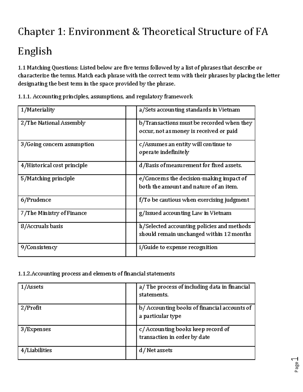 FA1 Exercises 2022 - practice - 1 Chapter 1: Environment & Theoretical ...