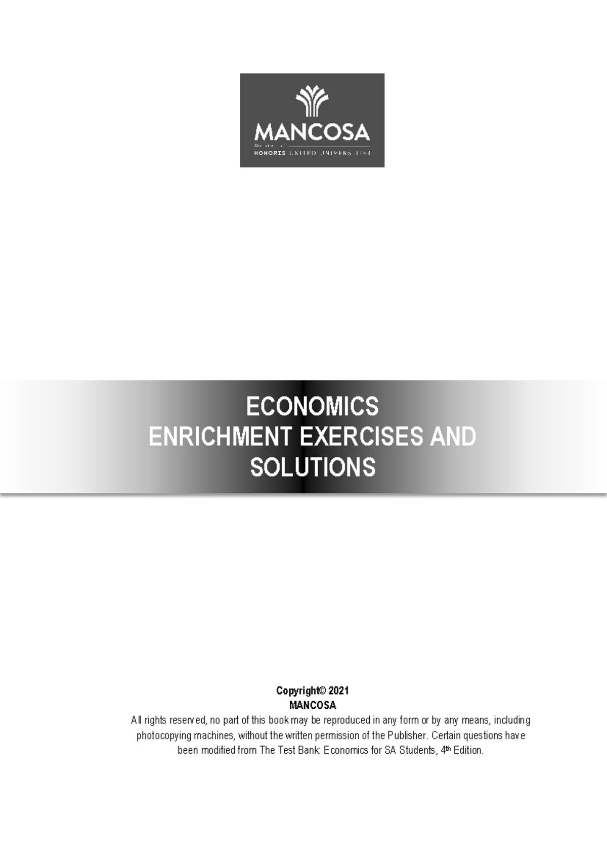 Economics 1A and B workbook - ECONOMICS ENRICHMENT EXERCISES AND ...