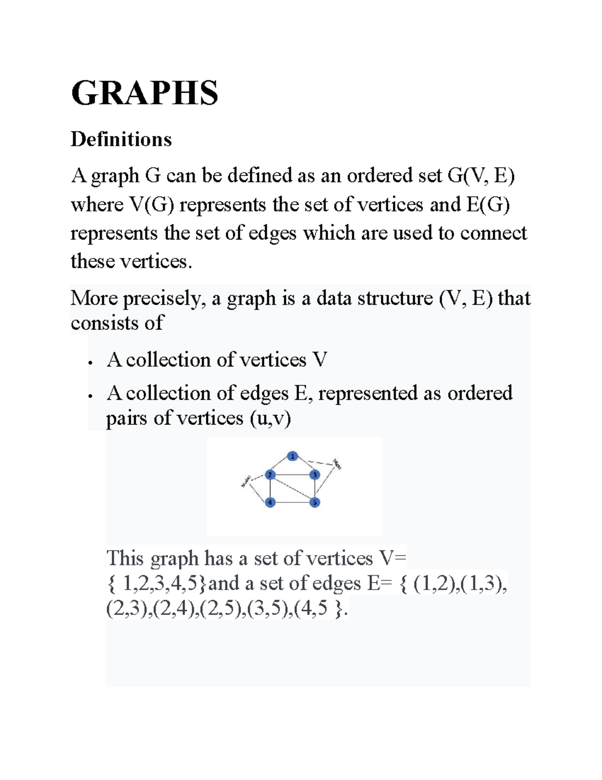 Graphs Definitions And Types Of Graphs Cs101 Lecture Notes Studocu