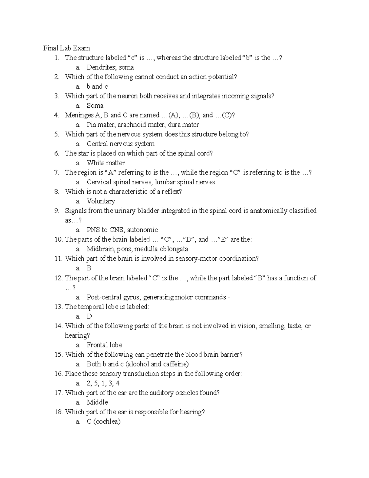 BIO 23-D30 LAB (5) Final Exam Study Guide - Studocu