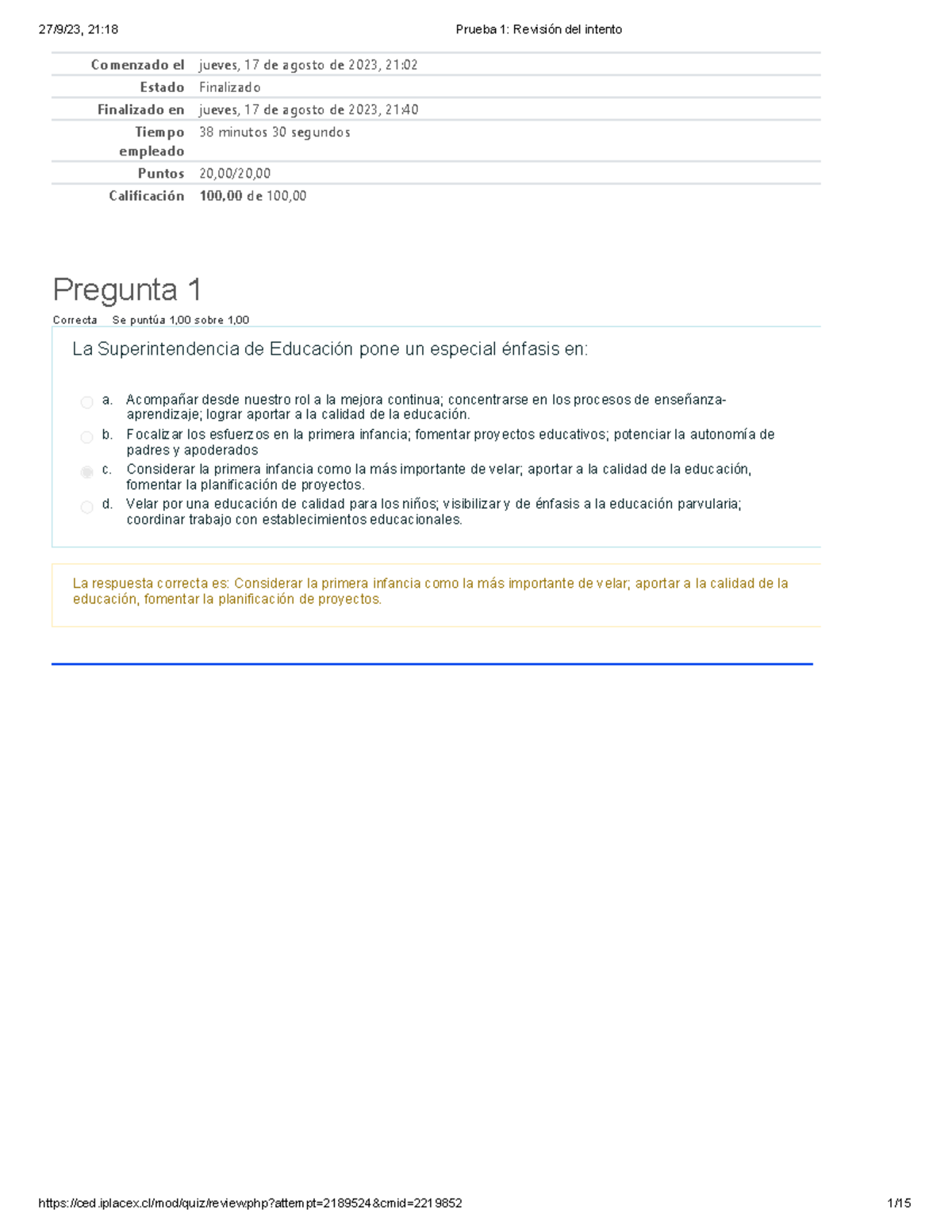 Prueba 1 de Mediación Escolar: Contenido y Respuestas Correctas - Studocu