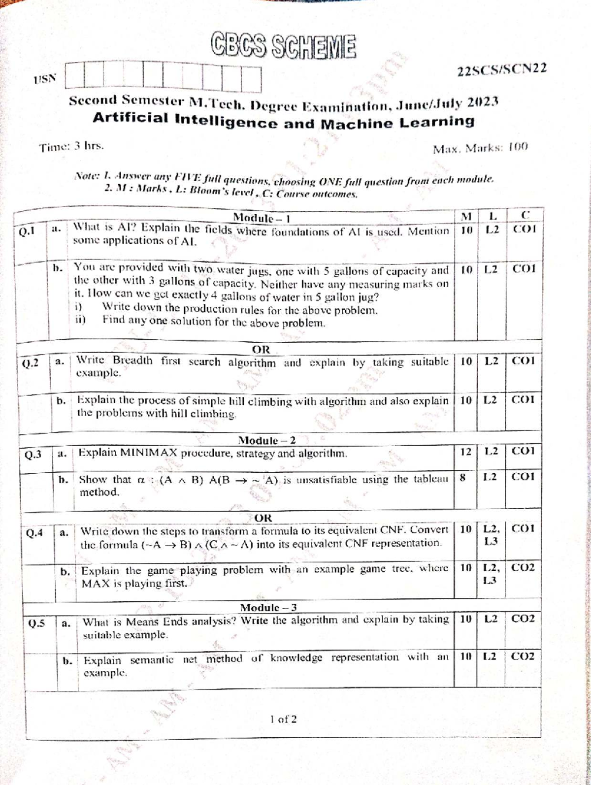 AI 17CS562 Previous Year Question Papers & Solutions - M. Degree Exams ...