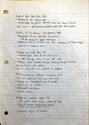 Canadian History - Grade: 10 - High School - Canada - Studocu