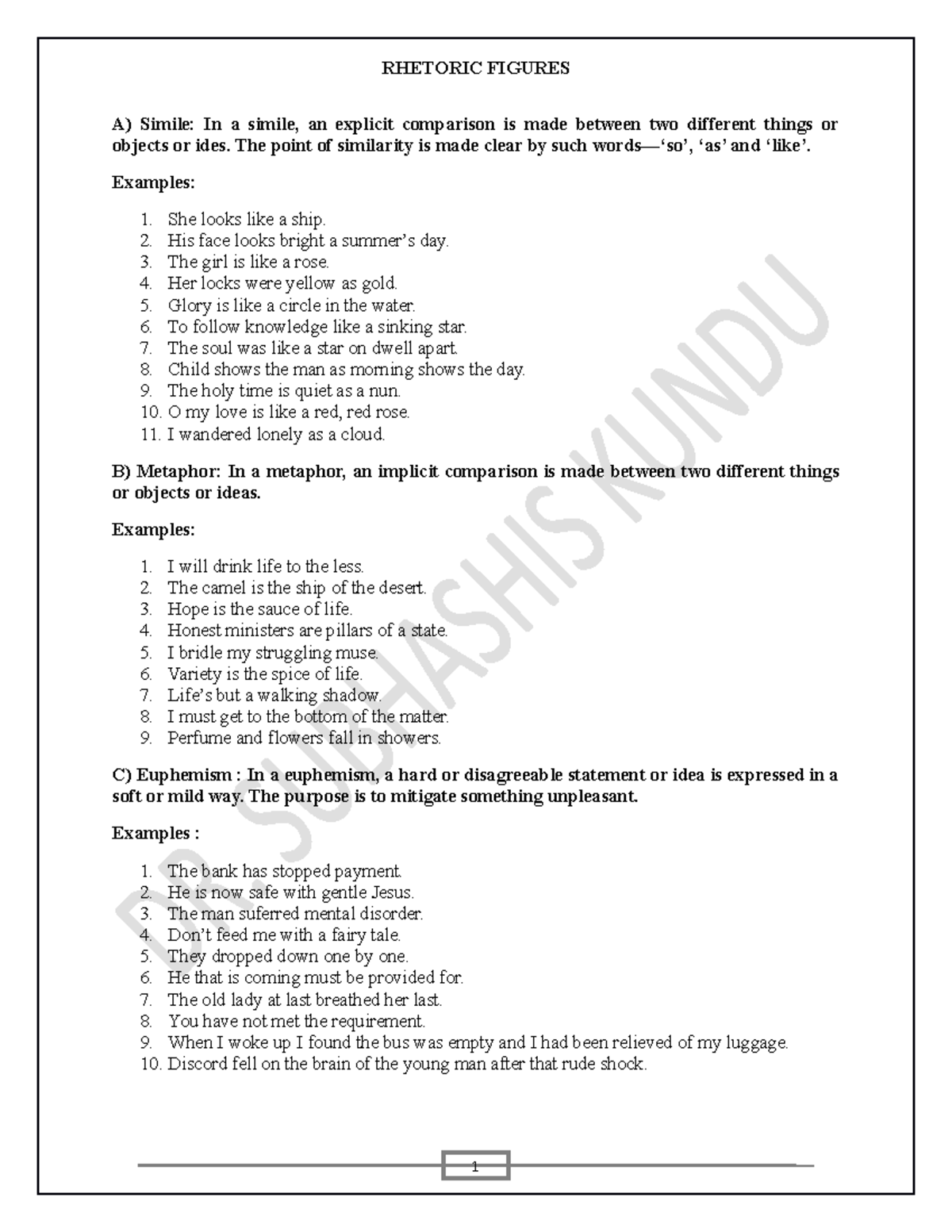 Rhetoric examples - All figures of speech - A) Simile: In a simile, an ...
