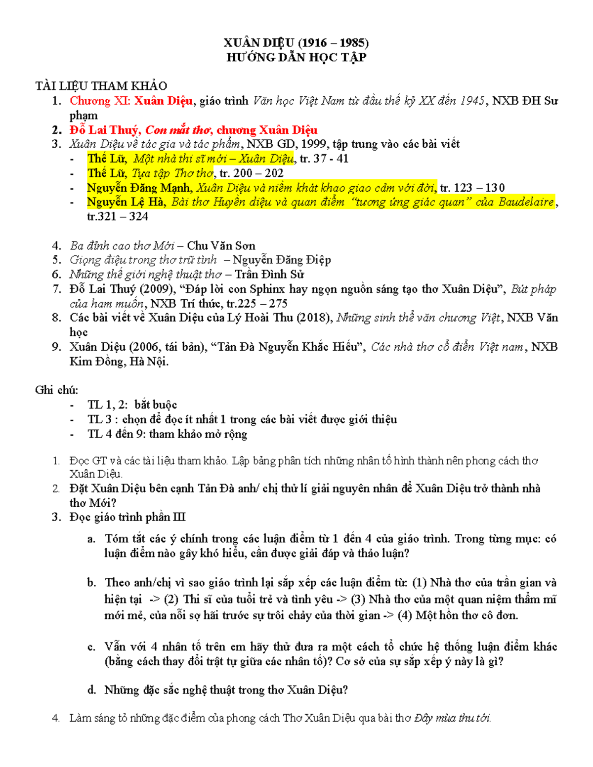 HDH - Phân Tích Phong Cách Thơ Xuân Diệu - 2025 - Studocu