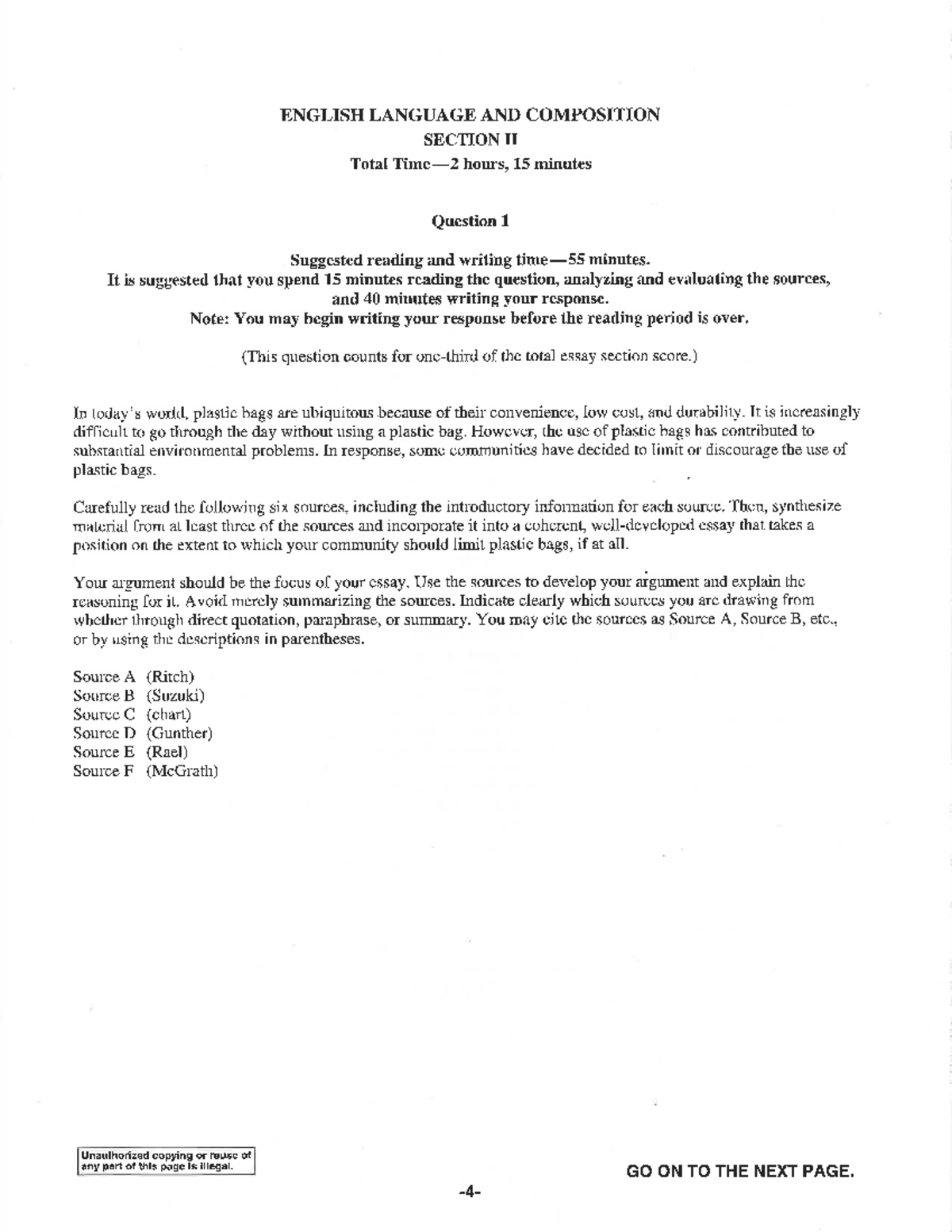 AP English Language & Composition: Synthesis Essay on Plastic Bags ...