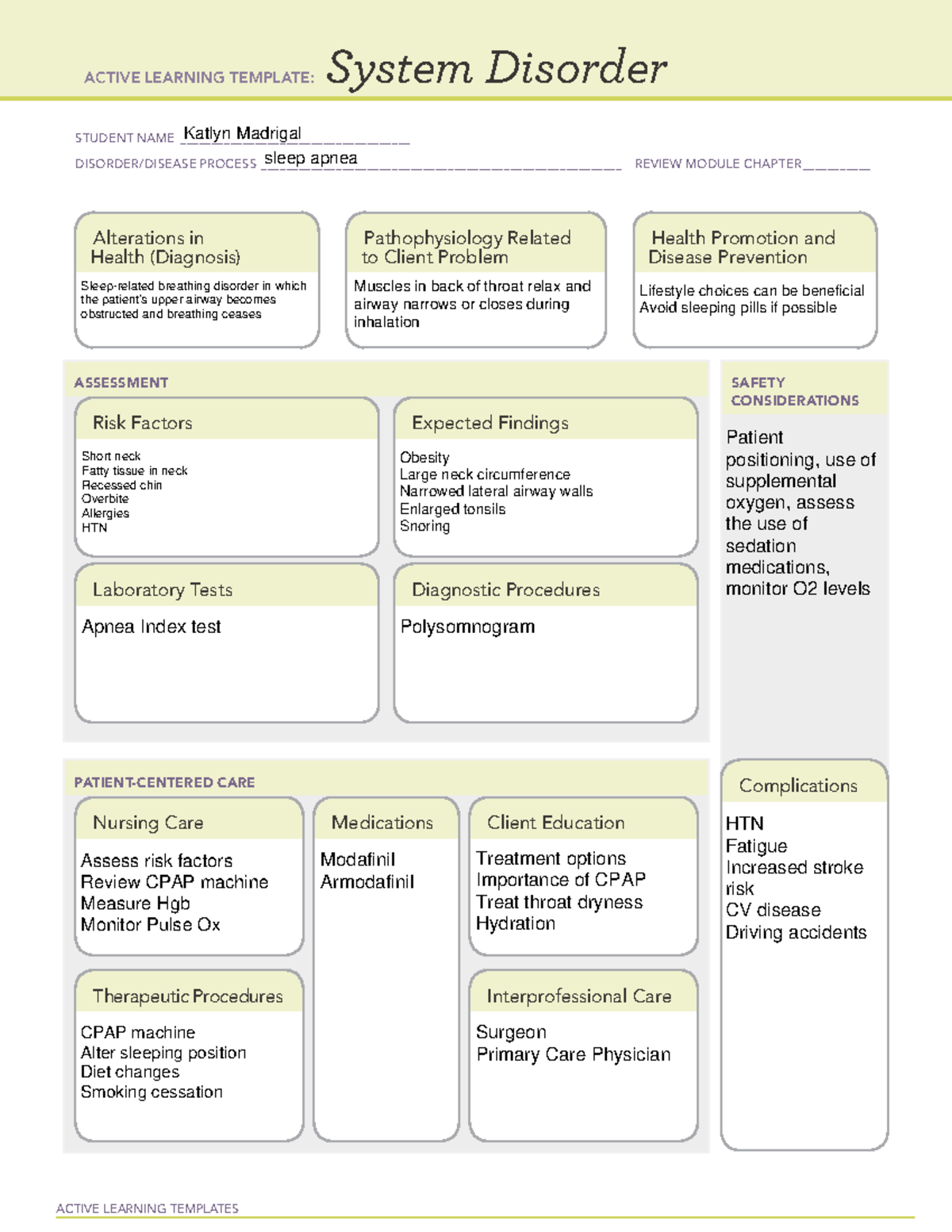 ATI System Disorder Active Learning Template - Week 4 - Studocu