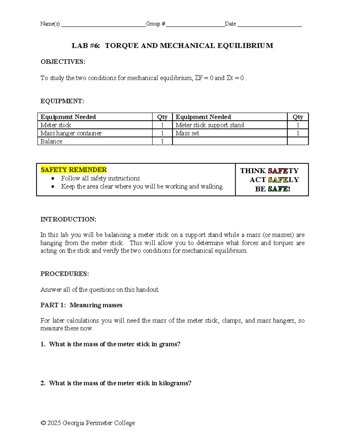 Lab 6: Torque and Mechanical Equilibrium Experiment - Studocu