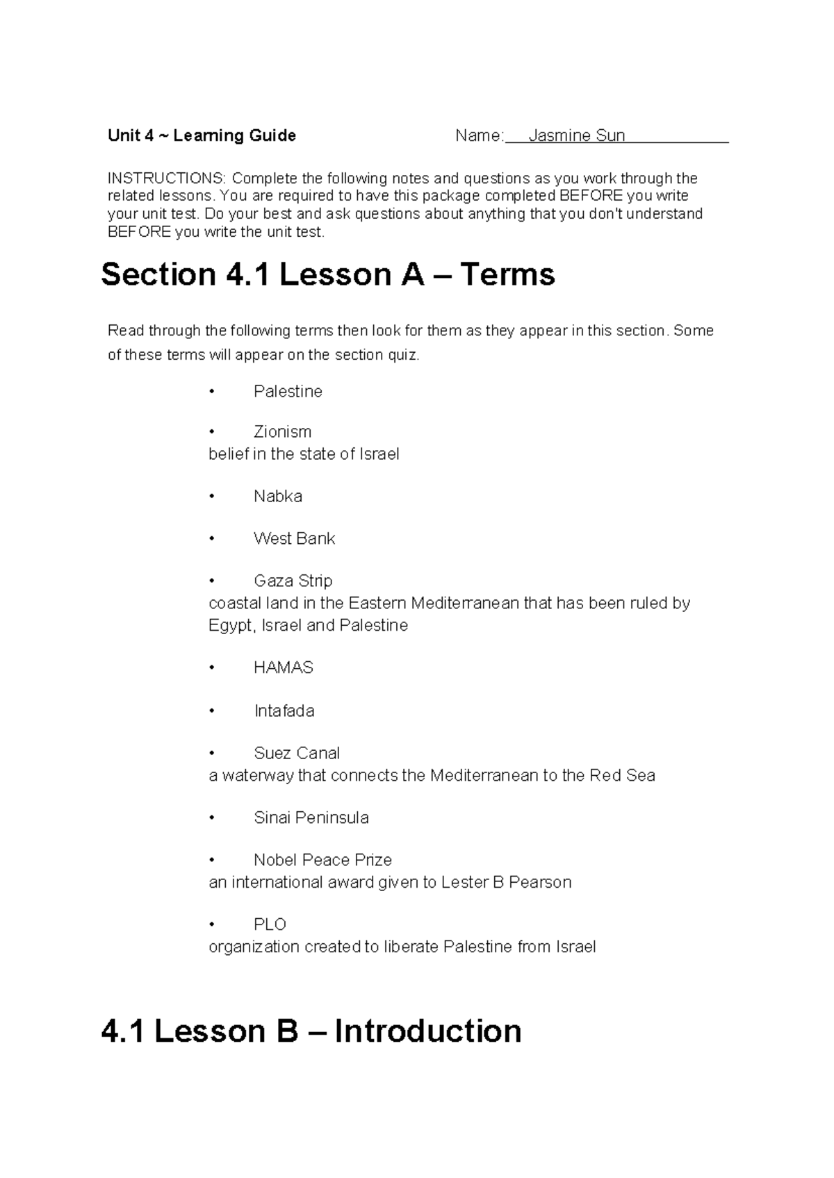 Unit 4 Learning Guide: Key Concepts and Questions for Test Prep - Studocu