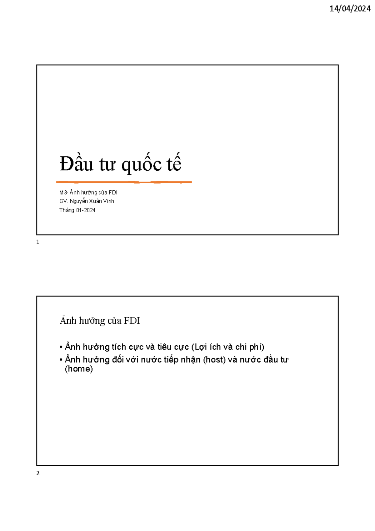 4-Tác Động Của FDI Đến Nước Tiếp Nhận Và Nước Đầu Tư - Studocu