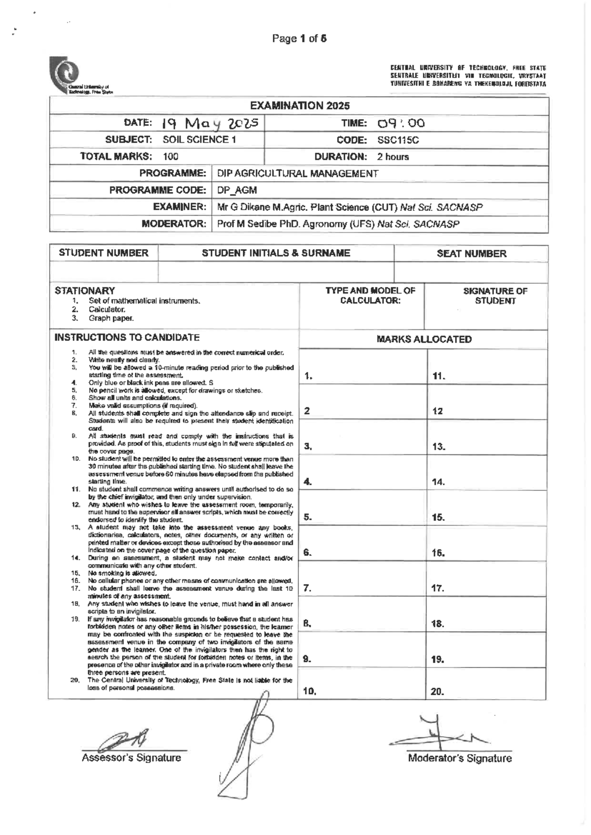 Final Exam SSC115C: Soil Science 1 - May 2025 - Studocu