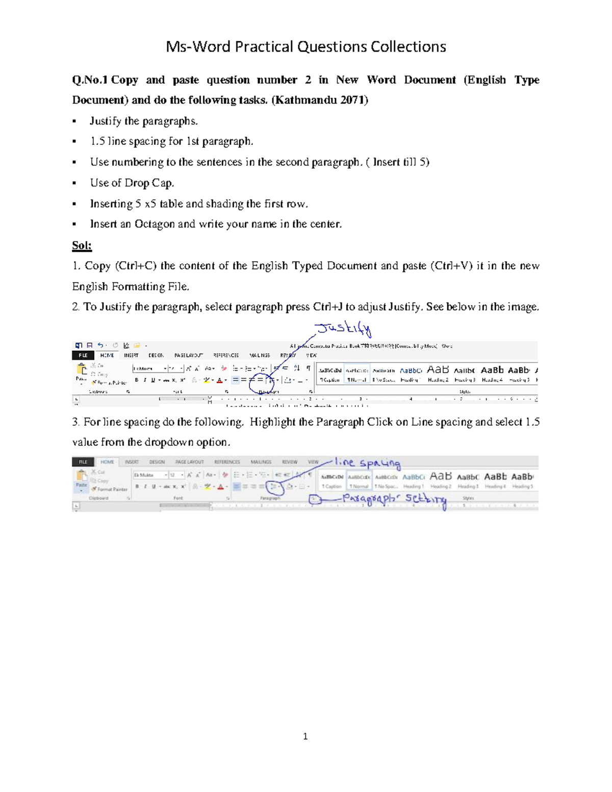 MS Word Practical Questions Collection for Typing Skills (2071) - Studocu
