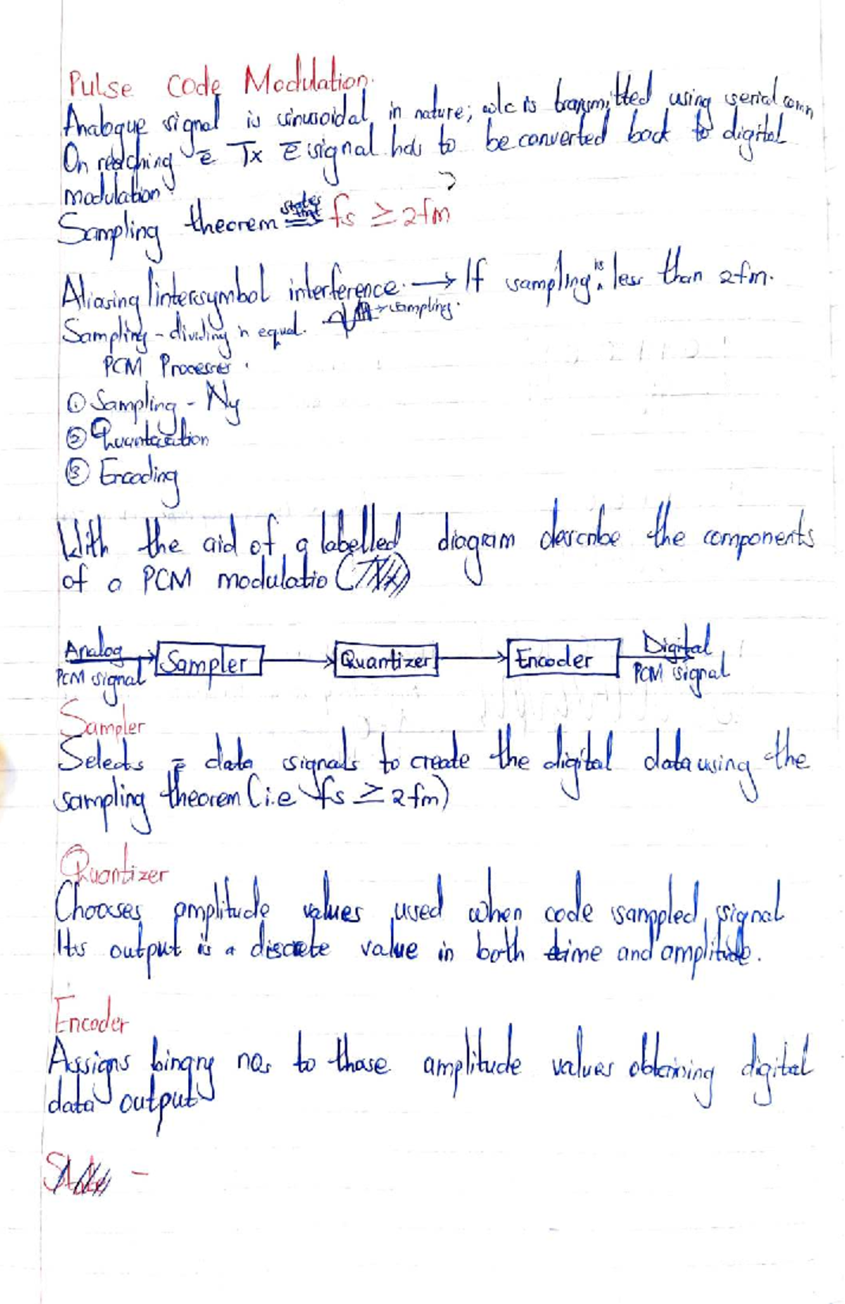 Pulse Code Modulation (PCM) - Study Notes - Studocu