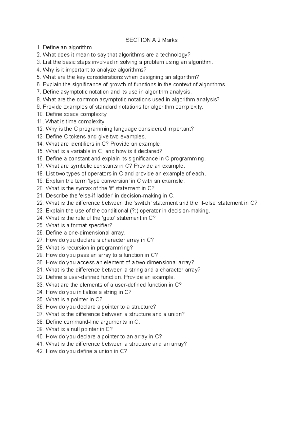 PST 2M - Algorithm and C Programming Concepts Overview - Studocu