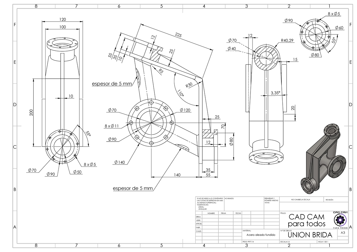 Plano de Brida - Dibujo Técnico CAD A3 - Studocu