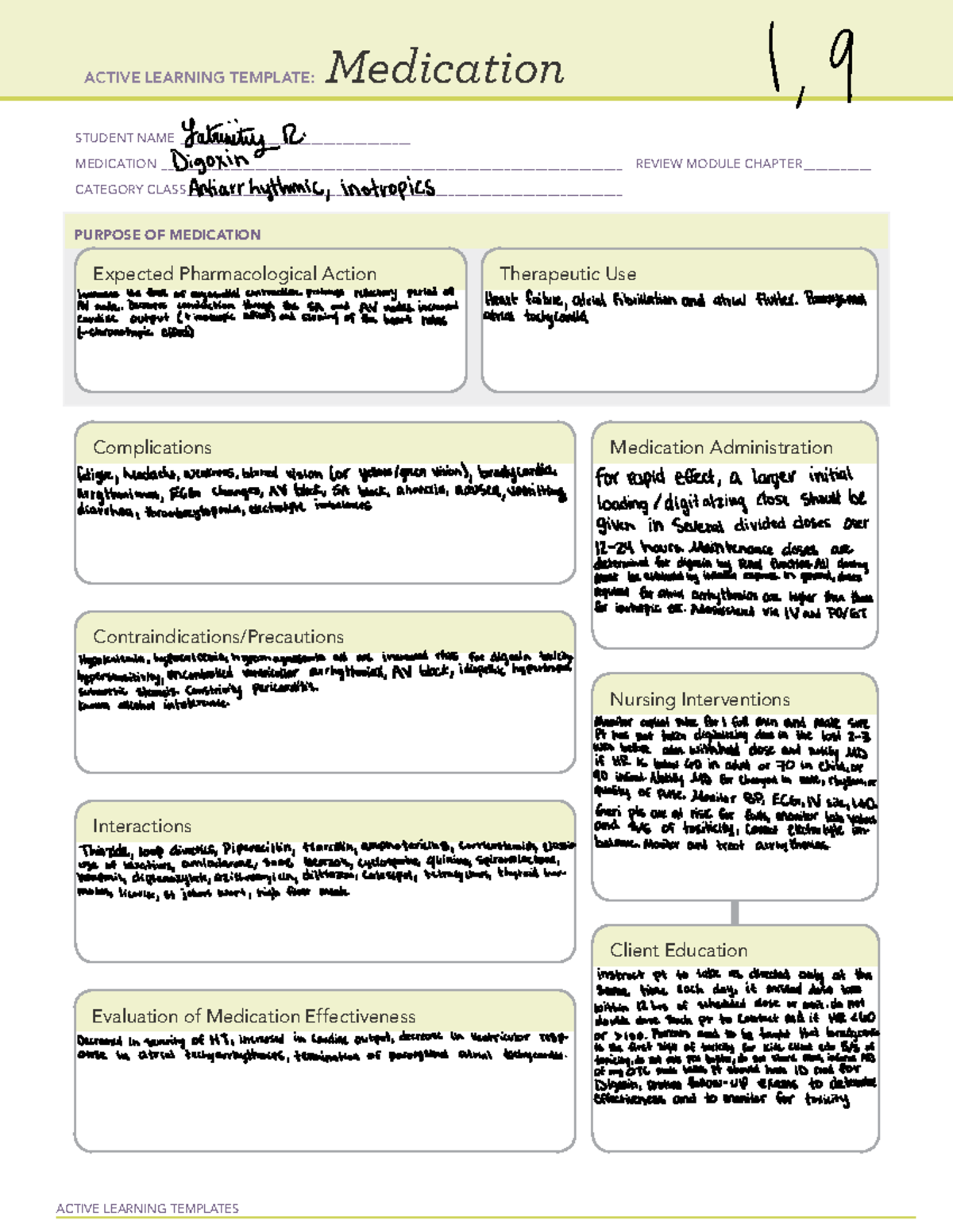 Basic concept restricted 4 - Medication STUDENT NAME