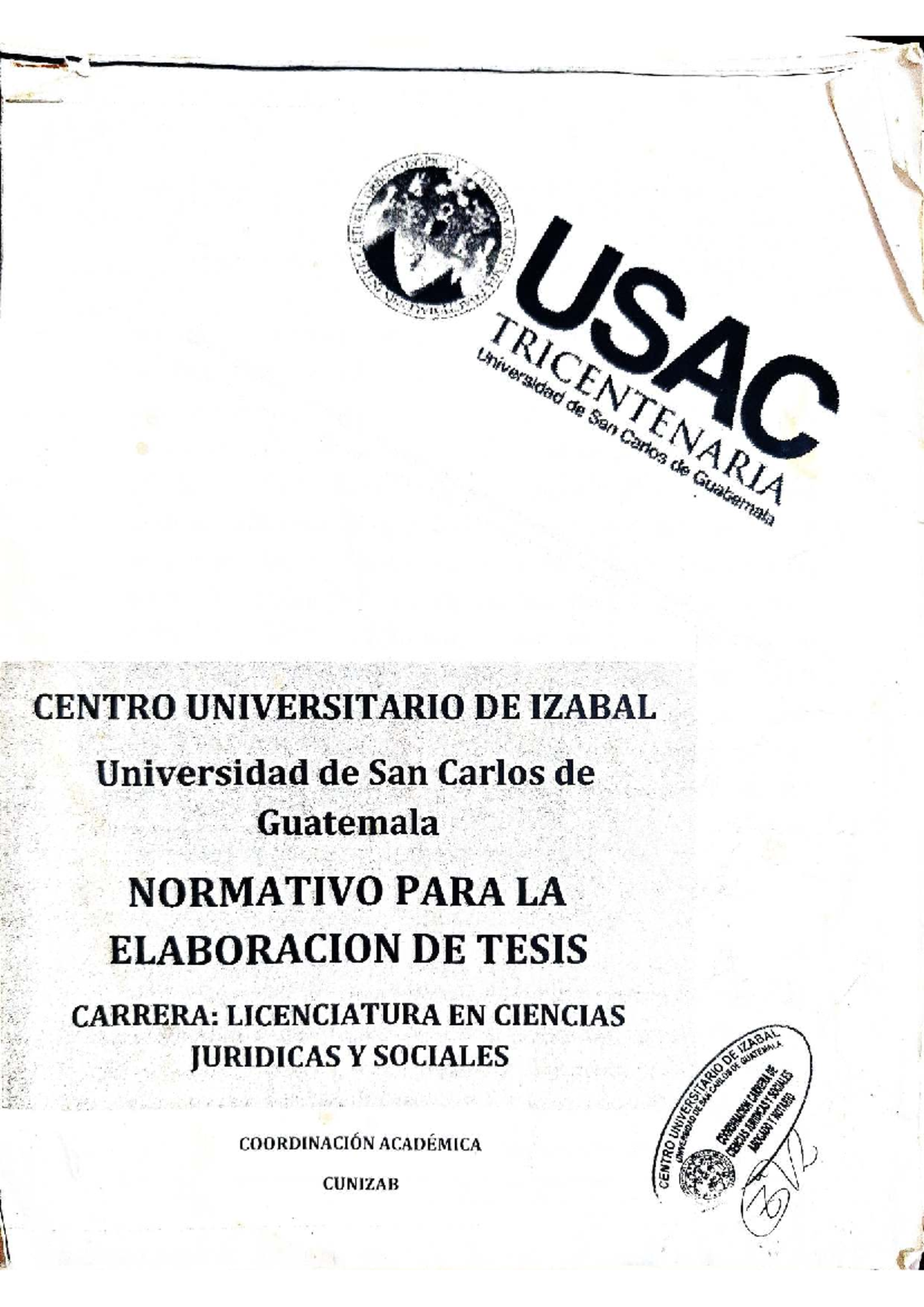 Normativa para la Elaboración de Tesis en Ciencias Jurídicas y Sociales ...