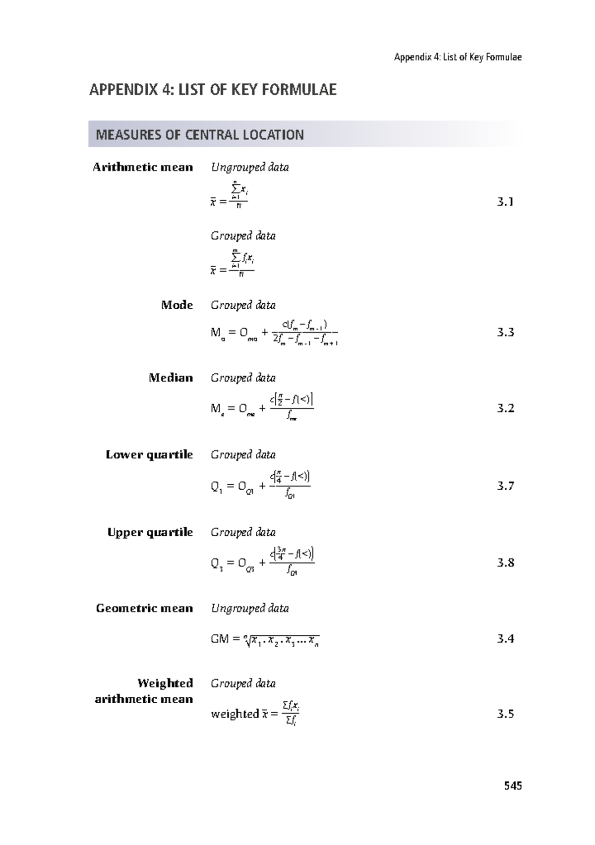 Business Statistics Formula Sheet - Key Formulas Overview - Studocu