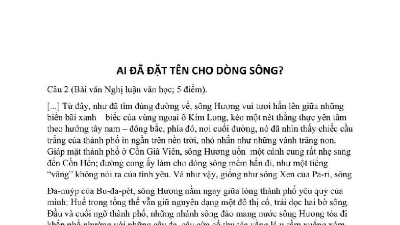 Bài Văn Nghị Luận: AI ĐÃ ĐẶT TÊN CHO DÒNG SÔNG? (Ngữ Văn 12) - Studocu