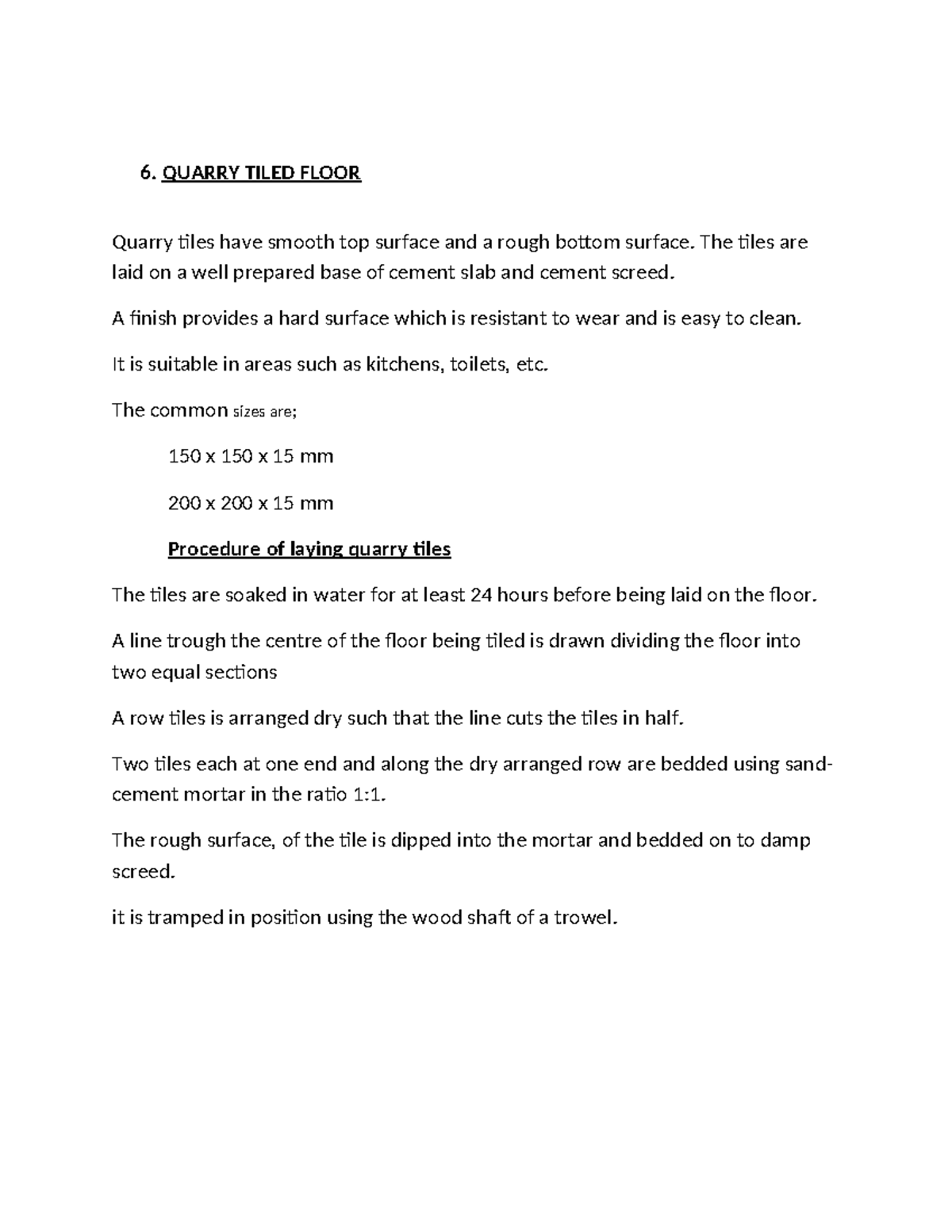 Floor Finishes: Quarry, Asphalt, Rubber, and Timber Flooring Techniques ...