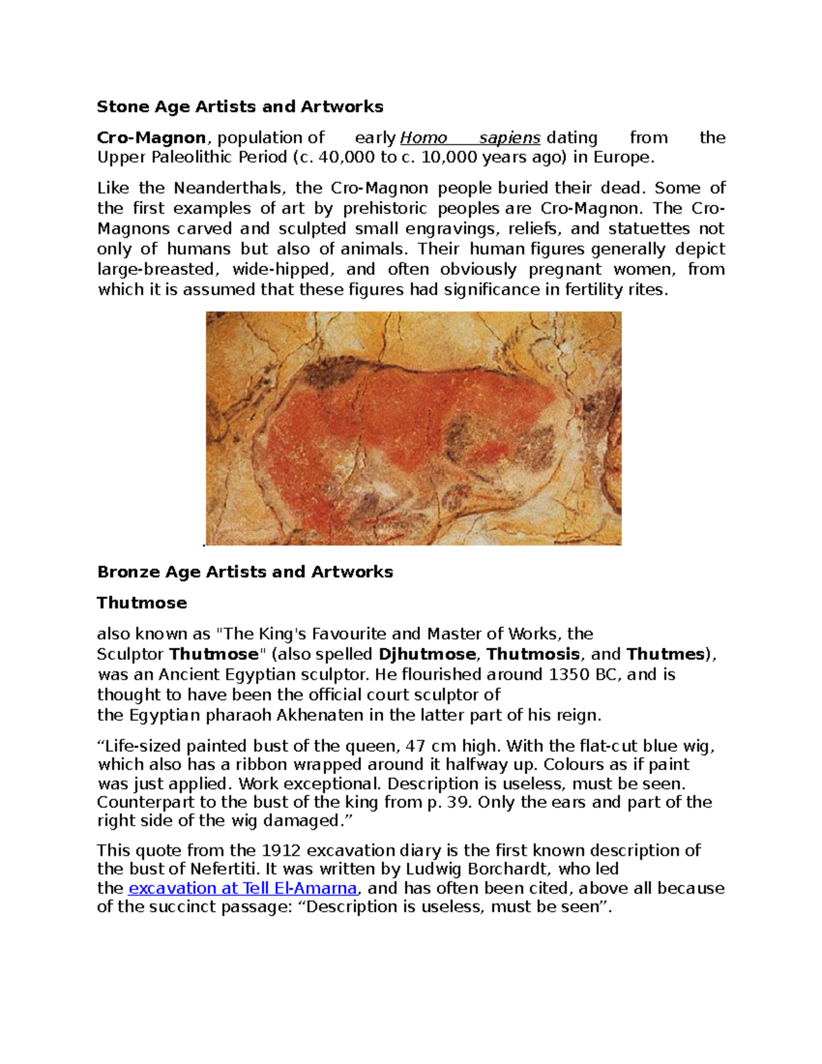 Stone Age Artists and Artworks - Stone Age Artists and Artworks Cro ...