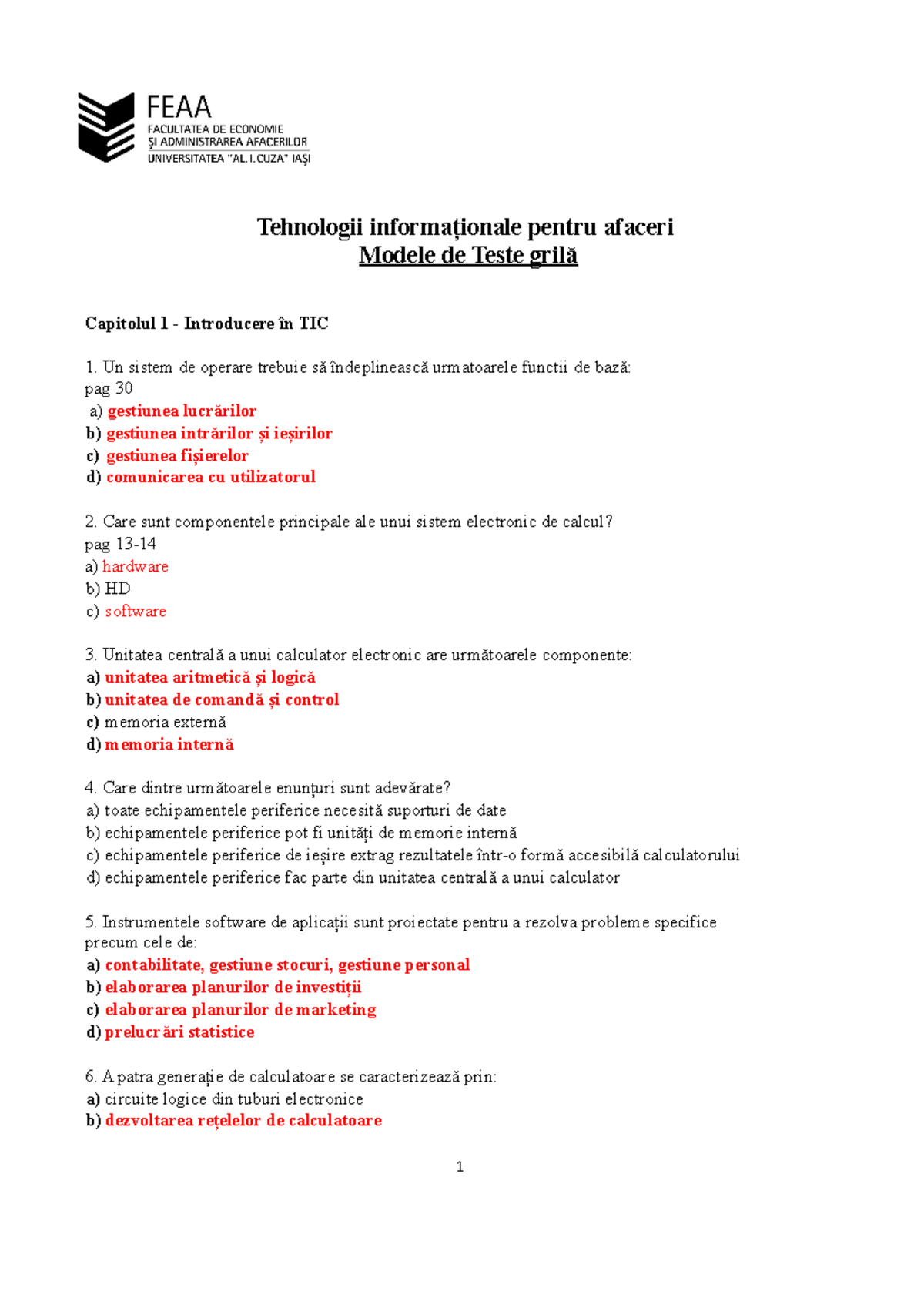Modele de Teste grila TIA - Tehnologii informaționale pentru afaceri ...