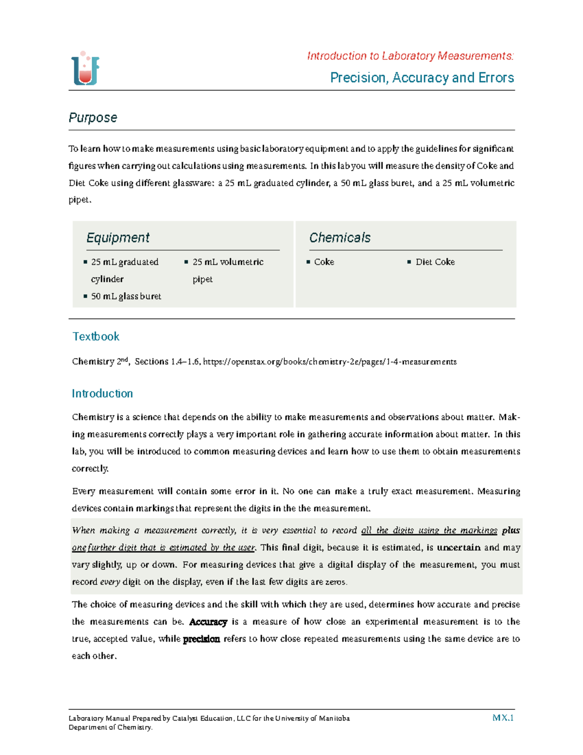 Lab 1 - Understanding Precision, Accuracy, and Measurement Errors - Studocu