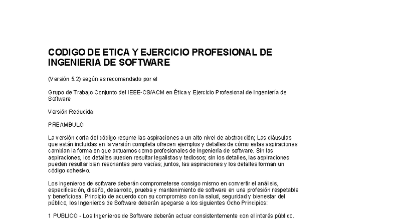 Código de Ética y Ejercicio Profesional en Ingeniería de Software ...