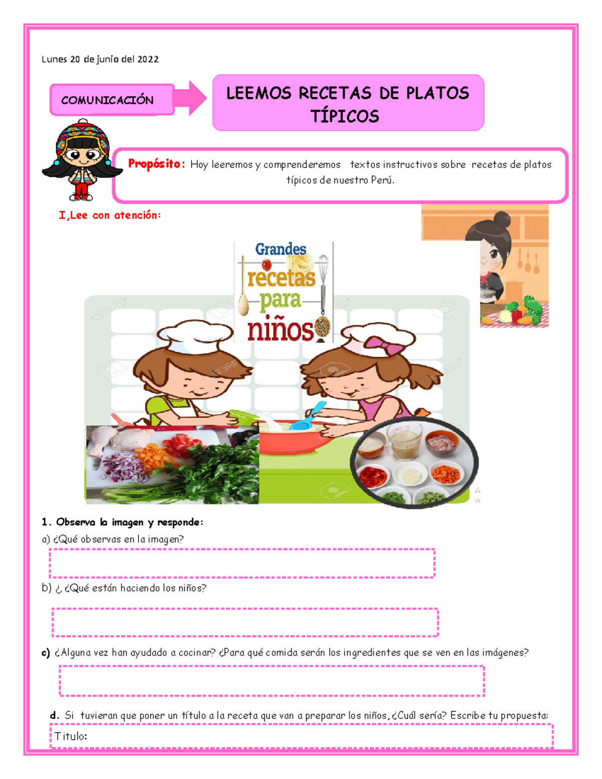 Leemos Recetas de Platos Típicos - Aprendizaje sobre Textos ...