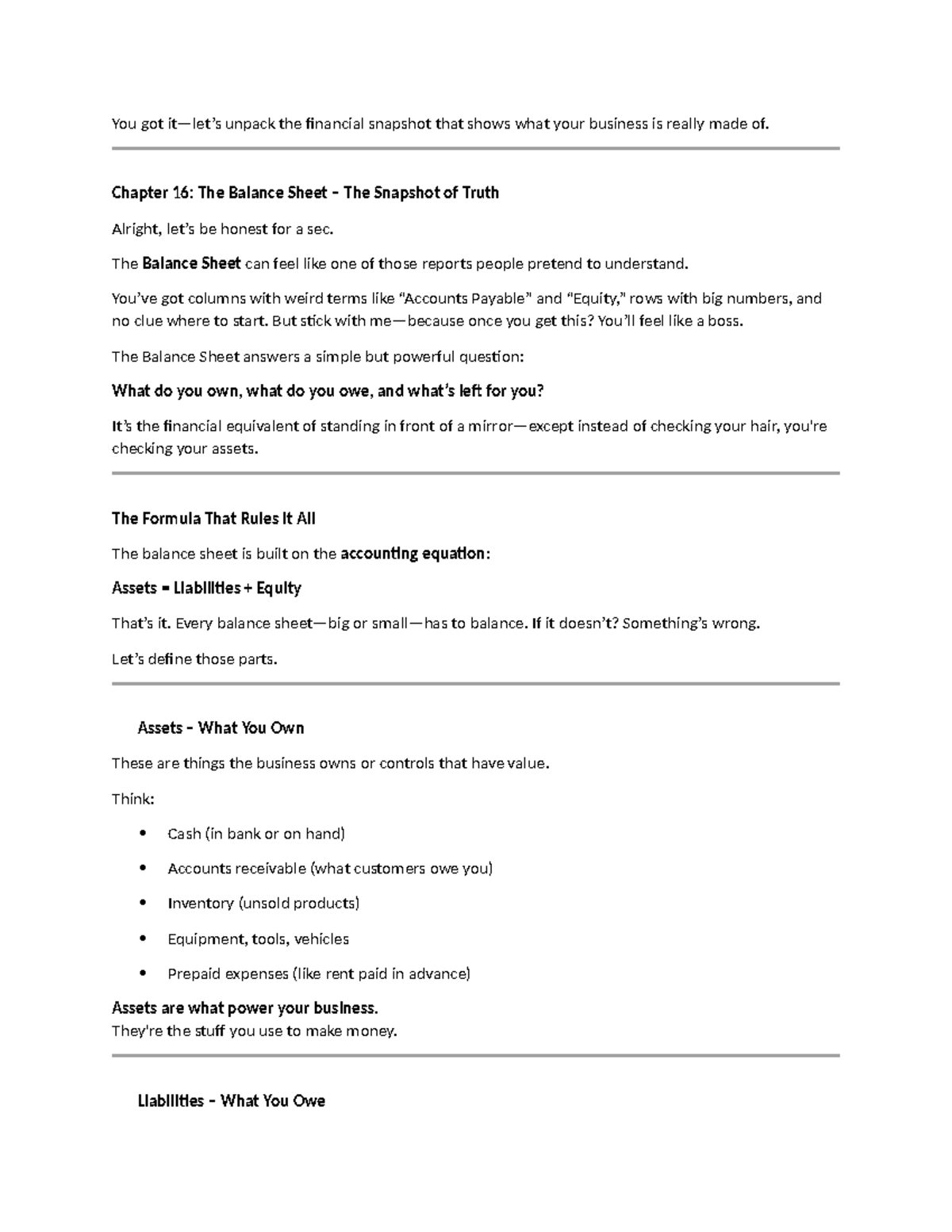 Accounting for Beginners: Chapter 16 - The Balance Sheet Explained ...