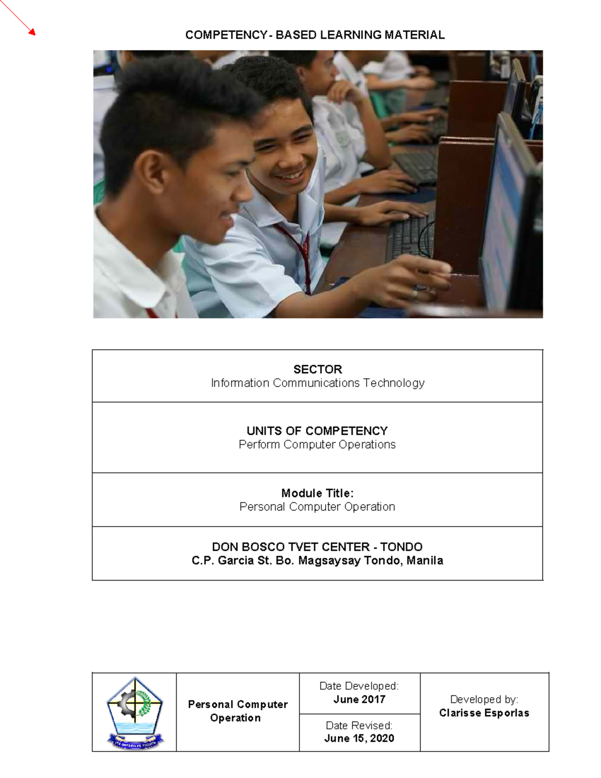 PCO CBLM Revised 2 - This is an example of competency-based learning materials - COMPETENCY ...