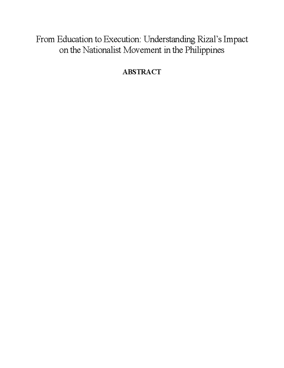 LIFE AND WORKS OF RIZAL: A RESEARCH PAPER (HIST 101) - Studocu
