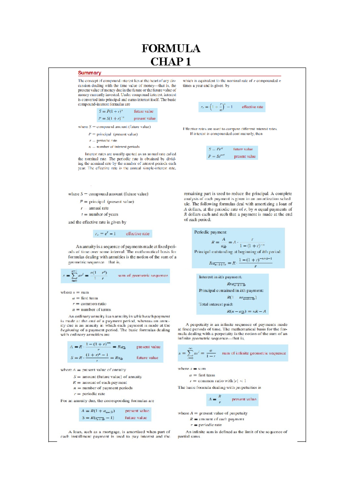 Formula PE midterm - Principles of Economics - FORMULA CHAP 1 CHAP CHAP ...