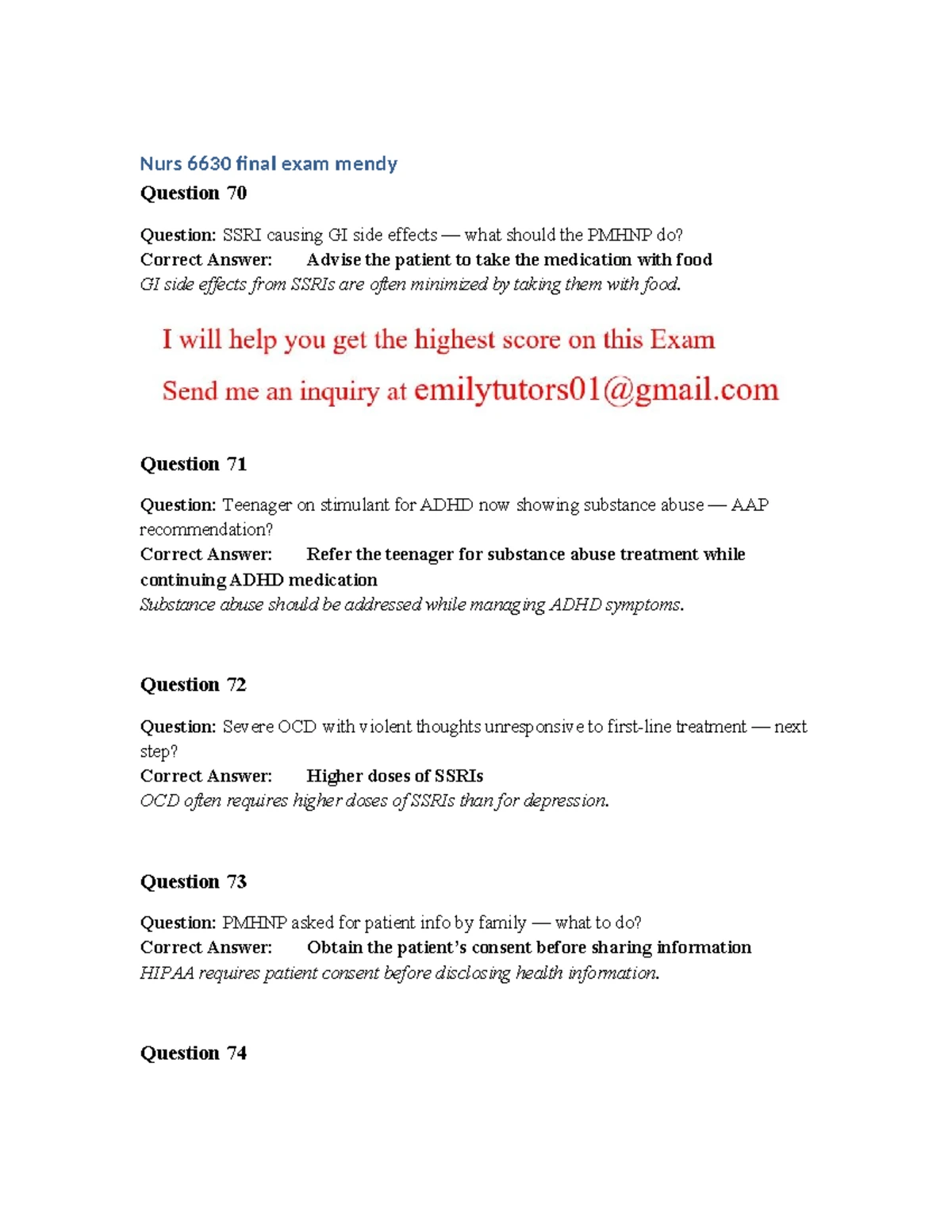 Nrnp 6675 Final Exam Study Guide: Key Questions & Answers - Studocu