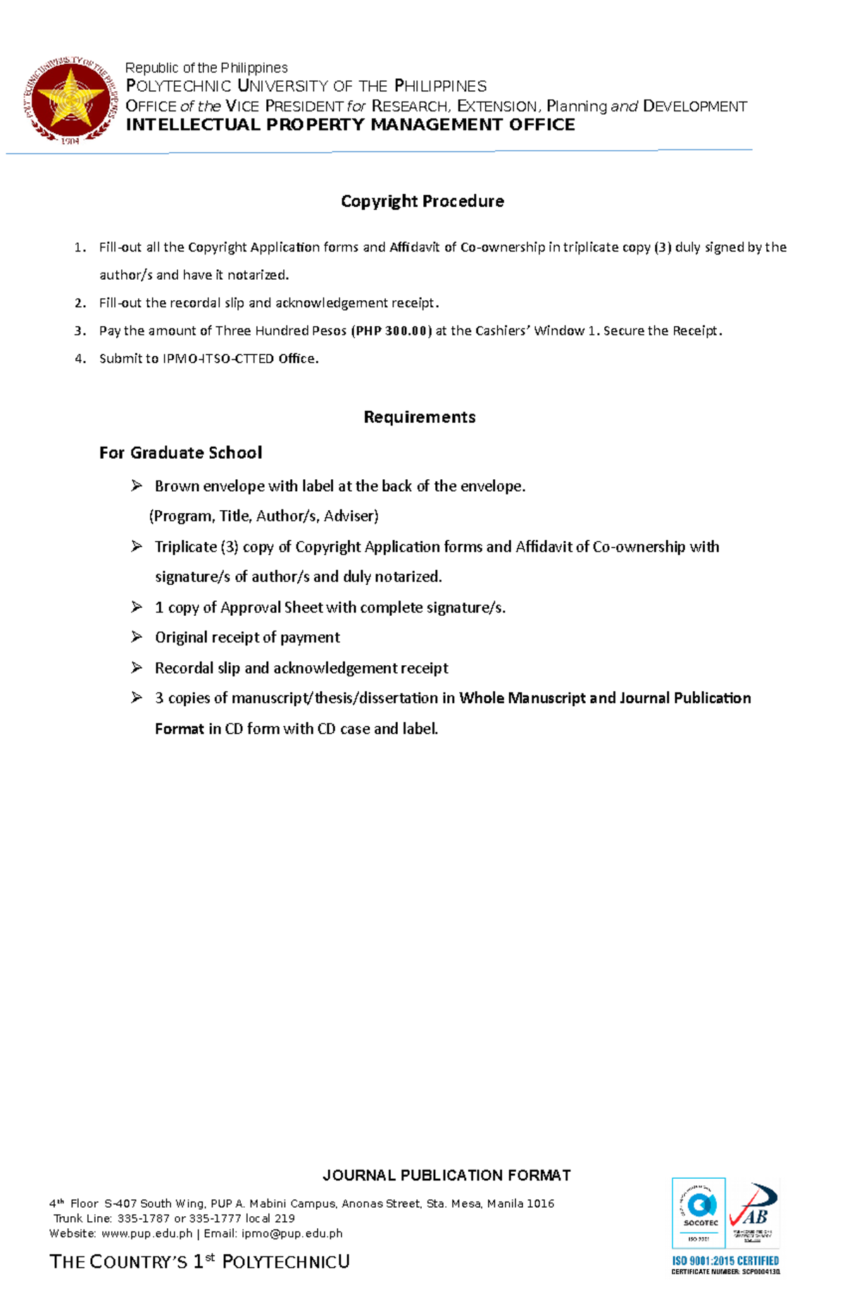 [May 2022] IPMO Procedures for Copyright & Journal Submission Format ...