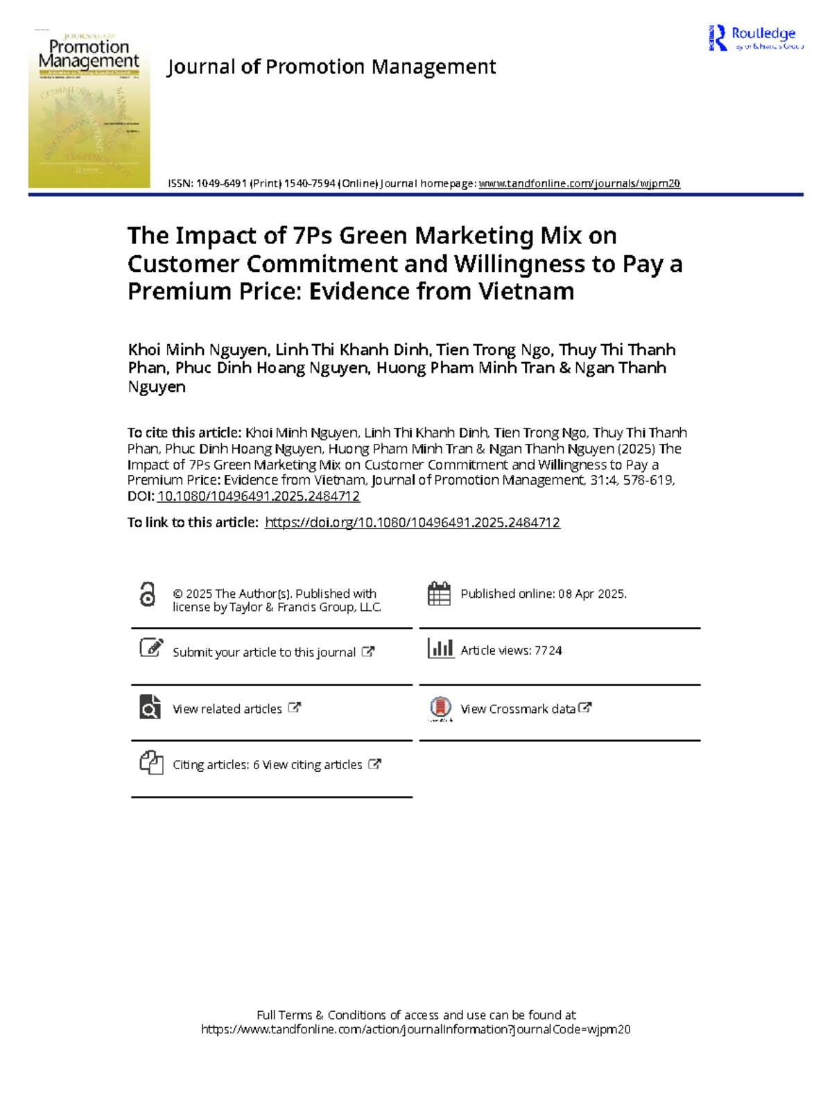 The Impact of 7Ps Green Marketing Mix on Customer Commitment in Vietnam ...