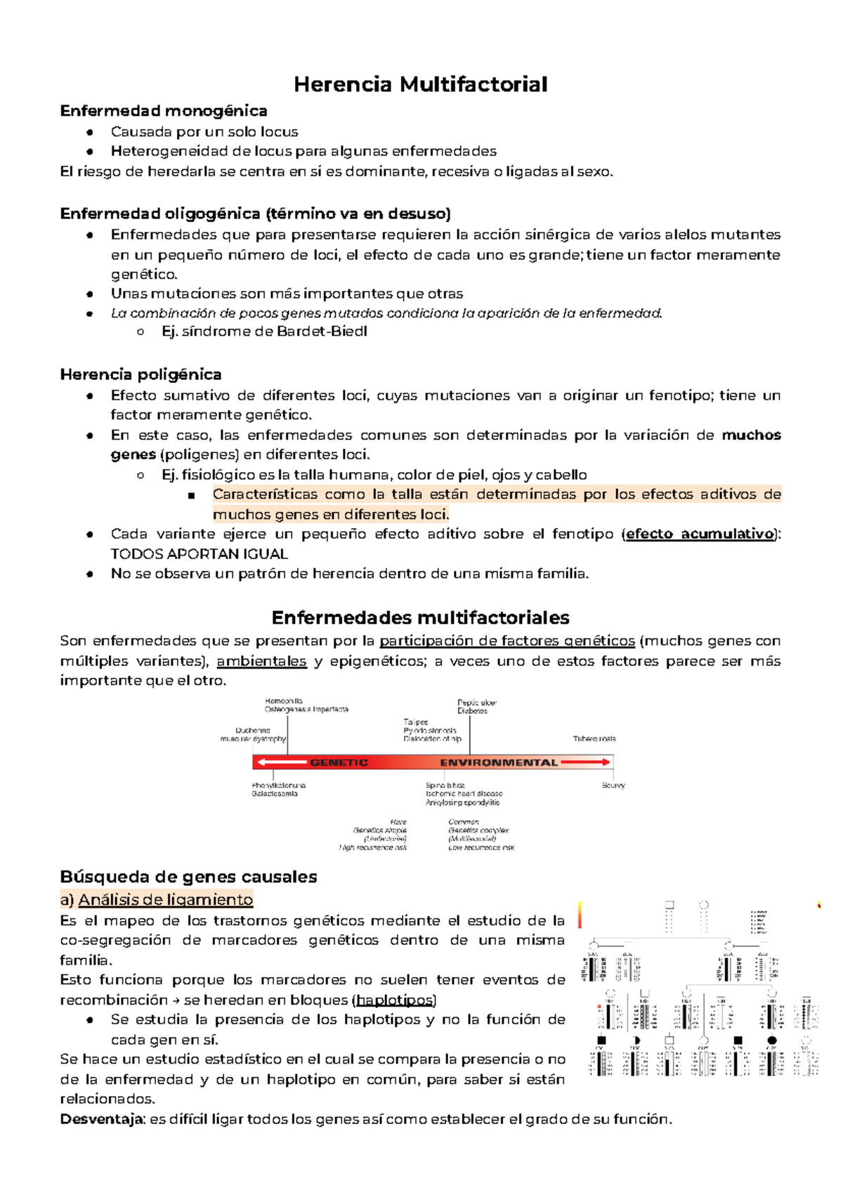 Genetica medica apuntes - Herencia Multifactorial Enfermedad monogénica ...