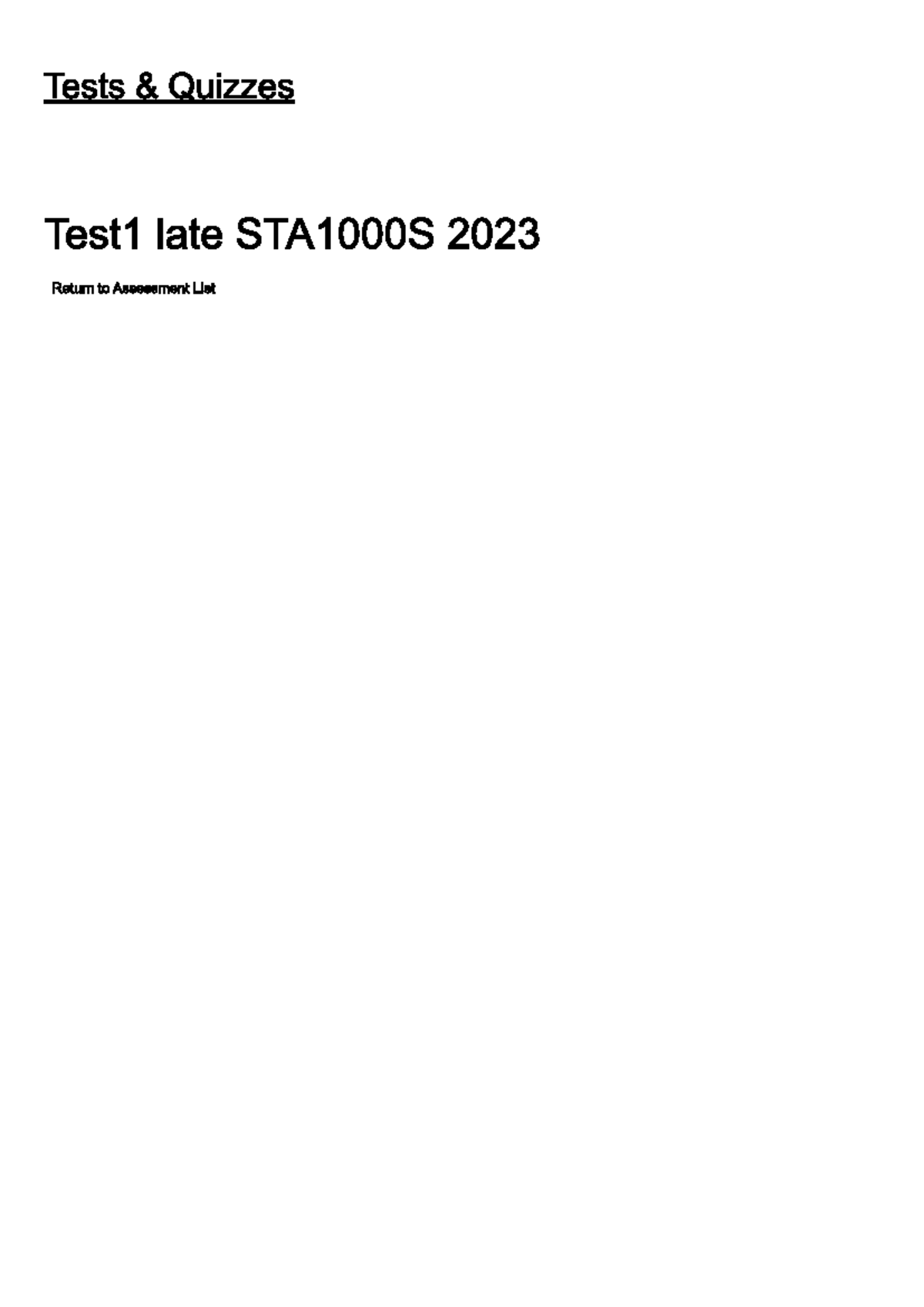 Stats 1000S 2023 T1: Probability and Statistics Quiz Questions - Studocu