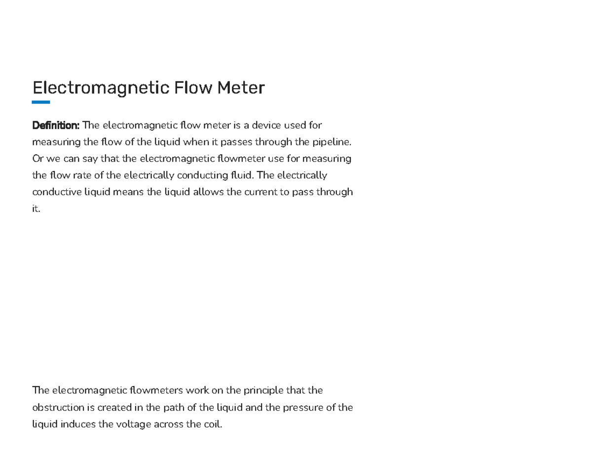 Electromagnetic Flow Meter: Principles, Pros, and Cons Explained - Studocu